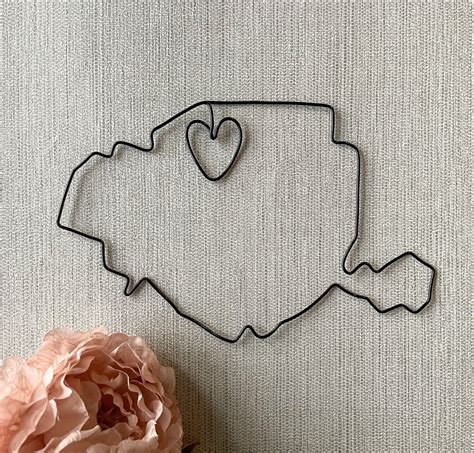 Custom Map Wire Map Art Map Wall Art Wire Wall Art T Etsy