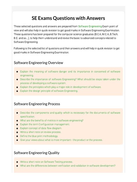Se Exams Questions With Answers Pdf Software Testing Software