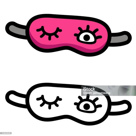 색칠 공부를위한 고립 된 화려하고 흑백 수면 마스크의 그림 불면증에 대한 스톡 벡터 아트 및 기타 이미지 불면증 눈 신체