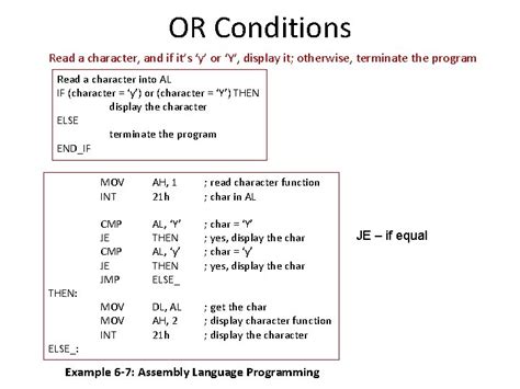 assembly language for intel 8086 jump condition ch