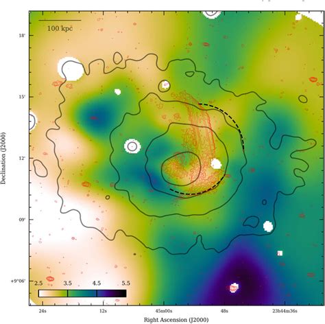 Temperature Map In Kev Units Obtained With Xmm Newton Contours Denote