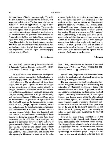 Pdf Applications Of Supercritical Fluids In Industrial Analysis J R Dean Ed Blackie