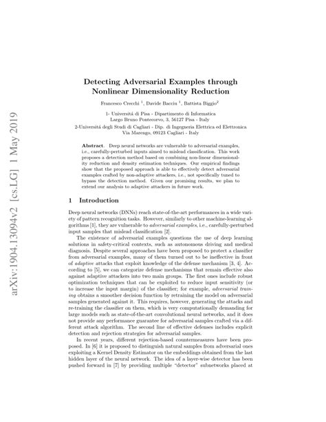 pdf detecting adversarial examples through nonlinear dimensionality