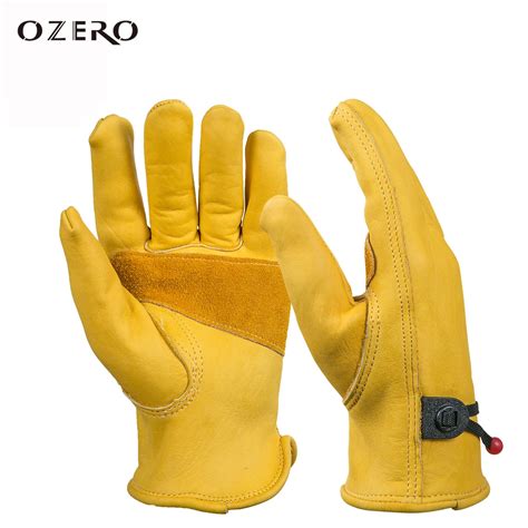 ozero 남성용 작업 드라이버 장갑 소가죽 보안 보호 착용 안전 작업 용접 따뜻한 장갑 1004 신제품