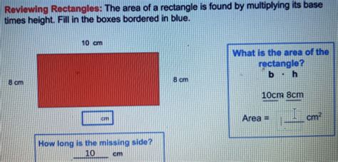 Solved Reviewing Rectangles The Area Of A Rectangle Is Found By