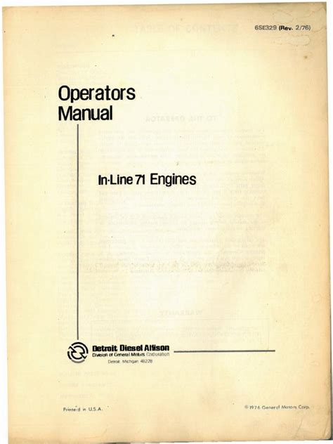 In Line 71 Operators Manual Pdf Internal Combustion Engine Piston