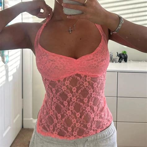 Cute Pink Lace Cami Xx Such A Pretty Depop