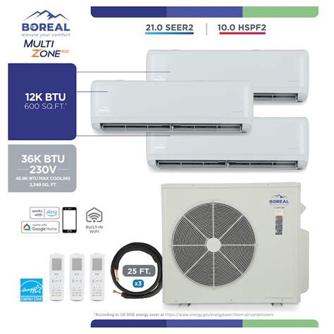 Boreal Multi Zone Plus R32 3 Zone 36000 Btu Ductless Mini Split Air