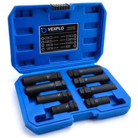 Snapklik.com : Spline Lug Nut Socket Set, 8 Piece SAE & Metric Locking ...