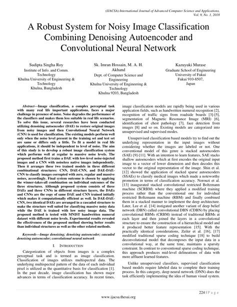 pdf a robust system for noisy image classification combining