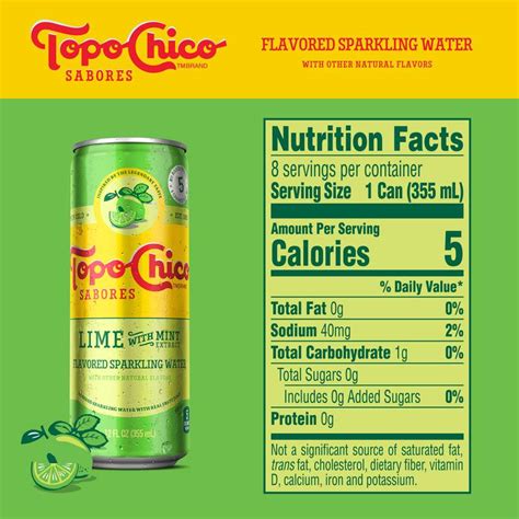 Topo Chico Sabores Lime With Mint Extract Flavored Sparkling Water 8pk