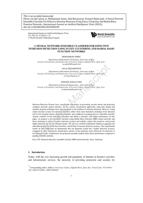 pdf a neural network ensemble classifier for effective intrusion