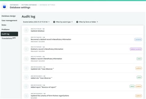 Viewing A Database Audit Log Activityinfo Information Management Software For Mande Reporting