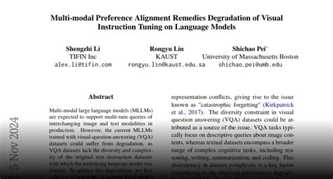 Paper Page Multi Modal Preference Alignment Remedies Regression Of