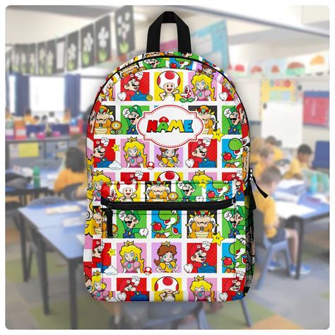Super Mario Backpack Mario 100 Days Of School T Custom Mario School