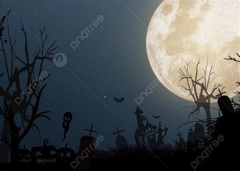 Fondo De Silueta Azul De Luna Llena De Halloween Luna Llena Halloween