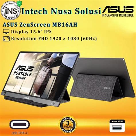 Jual Monitor Asus Zenscreen Mb Ah Fhd Hz Usb C Micro Hdmi Yr Jakarta Pusat Intech