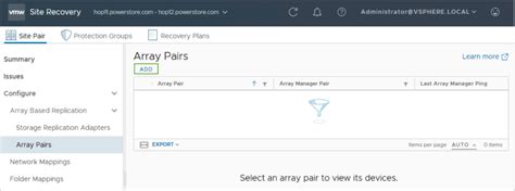 Configuring The Array Managers Dell Powerstore Vmware Live Site Recovery Best Practices