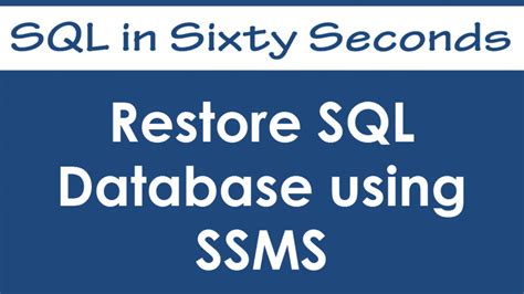 Sql Server Restore Database Backup Using Sql Script T Sql Sql Authority With Pinal Dave