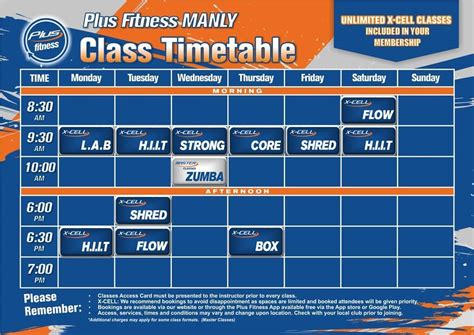 Our New Class Timetable Starts From Plus Fitness Manly