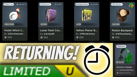 Ugc Limiteds News And Info Limited Unique Items Timed Items Returning