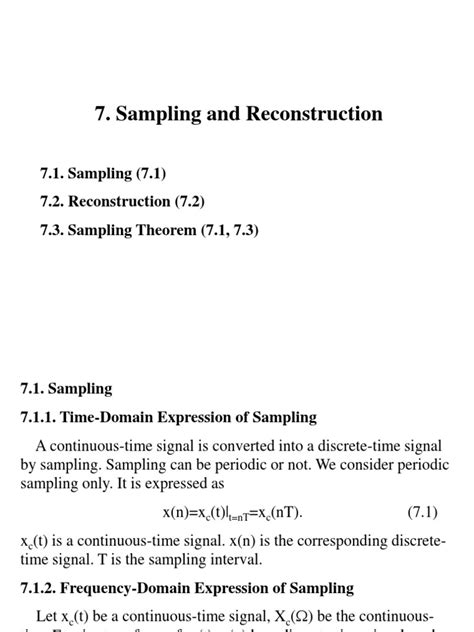 sampling and reconstruction pdf sampling signal processing