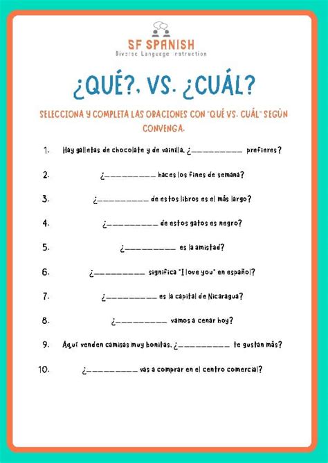 ¿qué Vs Cuál 2 By Sf Spanish Tpt