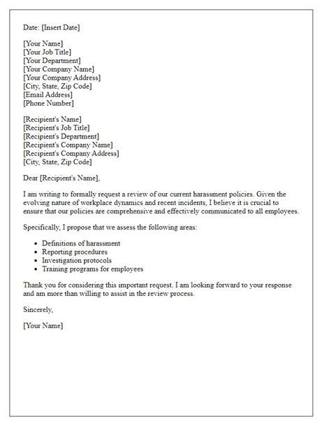 Letter Template For Workplace Harassment Resolution Free Samples In