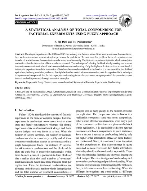 Pdf A Statistical Analysis Of Total Confounding For Factorial