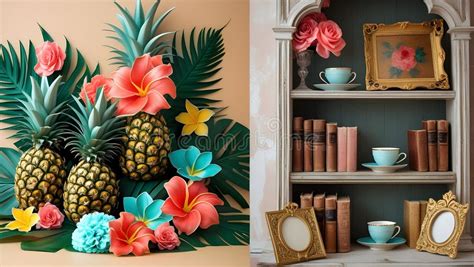 Themed Party Backdrops Tropical And Vintage Aesthetic Stock
