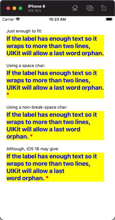 Ios Enable Orphan Words Feature For Nsmutableattributedstring Stack Overflow
