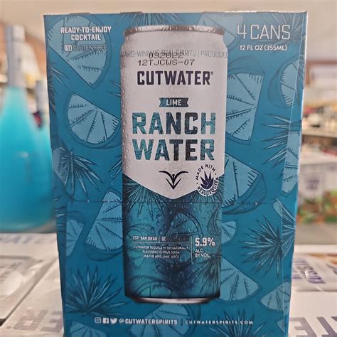 Cutwater Spirits Tequila Ranch Water 355ml Can 4 Pack Top Shelf