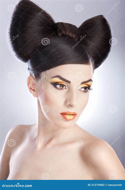 Portrait Of Sensual Woman Model With Luxury Makeup And Beauty Hair