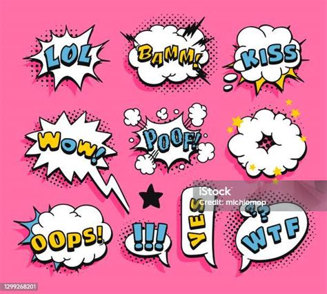 텍스트와 팝 아트 음성 거품 그리기 프레임의 만화 스타일 벡터 컬렉션입니다 컬러 배경에 만화 일러스트 다이너마이트에 대한 스톡 벡터 아트 및 기타 이미지 Istock