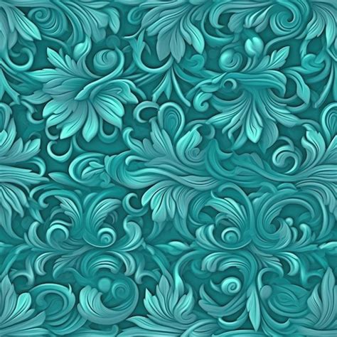Premium Ai Image Beautiful Classy Seamless Turquoise Color Dominant Vintage Pattern Ai Generated