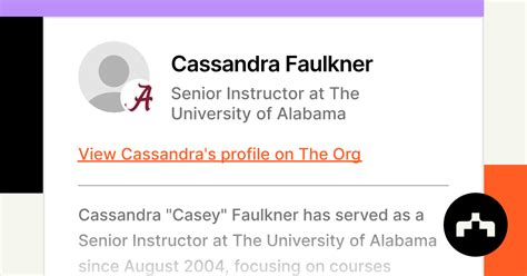 Cassandra Faulkner Senior Instructor At The University Of Alabama