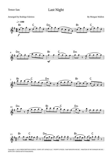 Last Night Arr Rodrigo Faleiros By Morgan Wallen Sheet Music For