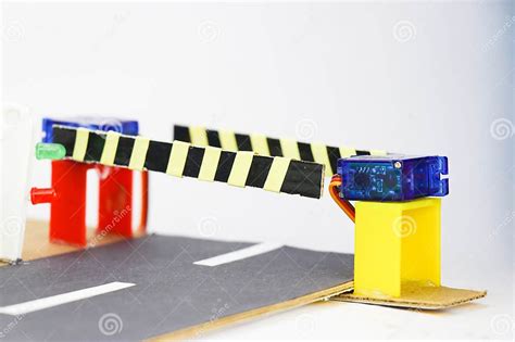 Close Up View Of Automatic Toll Gate System Using Micro Servo