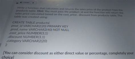Solved Listen Write A Function That Calculates And Returns Chegg