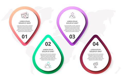 4 개의 핀과 원이있는 벡터 인포 그래픽 네 개의 다이어그램 그래프 순서도 타임 라인 마케팅 프리젠 테이션에 사용됩니다 0명에 대한 스톡 벡터 아트 및 기타 이미지 Istock