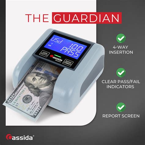 Cassida Quattro Counterfeit Detector - Money Checker w/ Report Screen