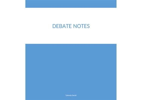 Debate Notes Tatenda Saroti Debate Notes Electoral Reforms Points