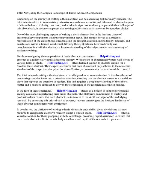 Thesis Abstract Components Pdf Thesis Abstract Summary