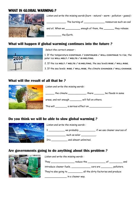 Global Warming Printable Worksheets Preschool Coloring Printables