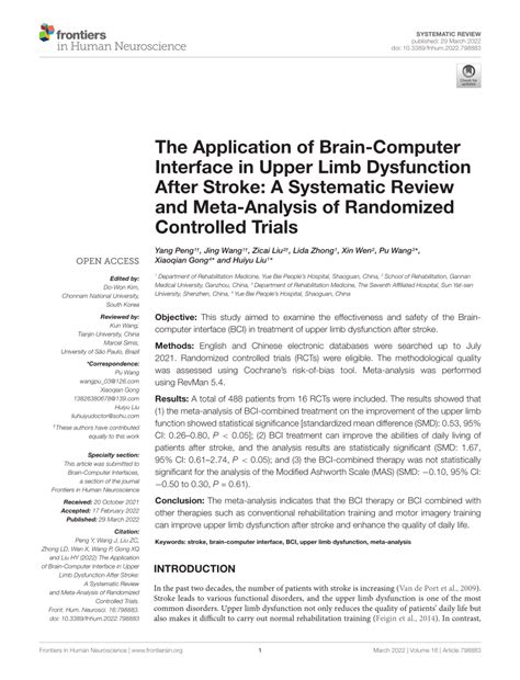 pdf the application of brain computer interface in upper limb