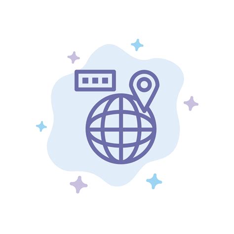 World Map Navigation Location Blue Icon On Abstract Cloud Background