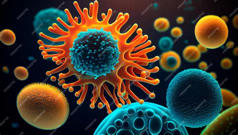 Premium Photo Macro Shot Of Different Types Of Microbes Virus Cells And Bacteria On Abstract