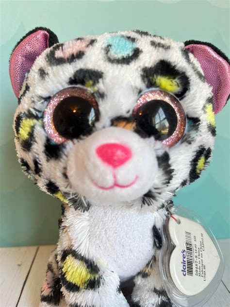 Ty Beanie Boo Tilley The White And Rainbow Leopard 6” Rare Claires