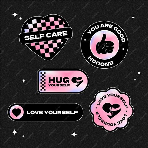 Premium Vector Self Love Stickers Template