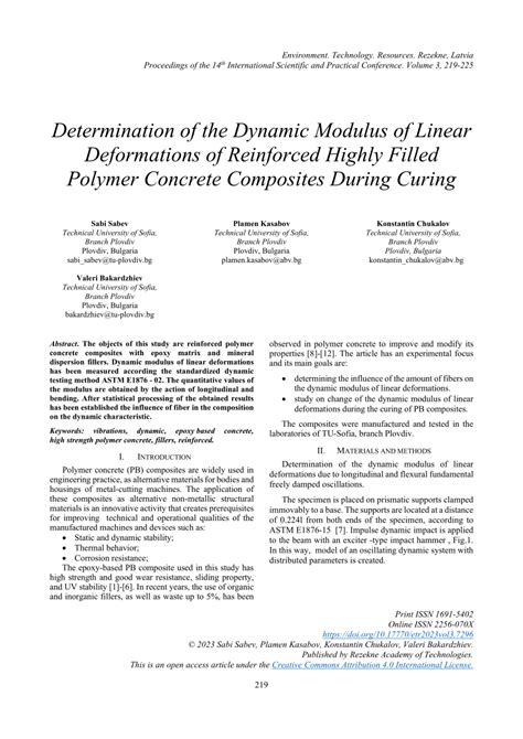 Pdf Determination Of The Dynamic Modulus Of Linear Deformations Of Reinforced Highly Filled